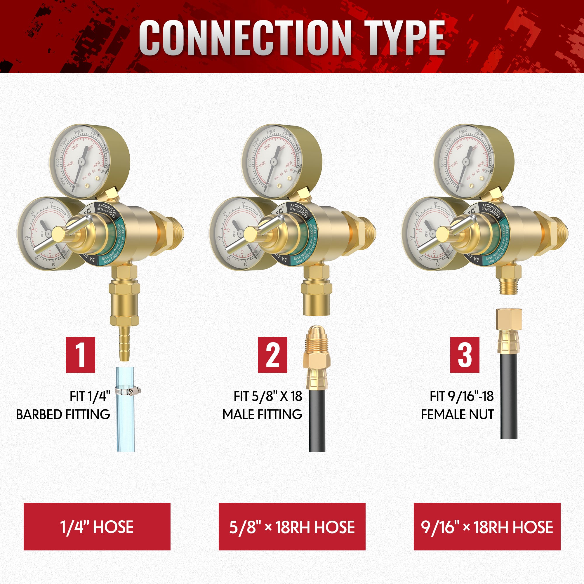 Argon CO2 Regulator Gauges Gas Welding with 9.8FT Gas Hose – BESTARC