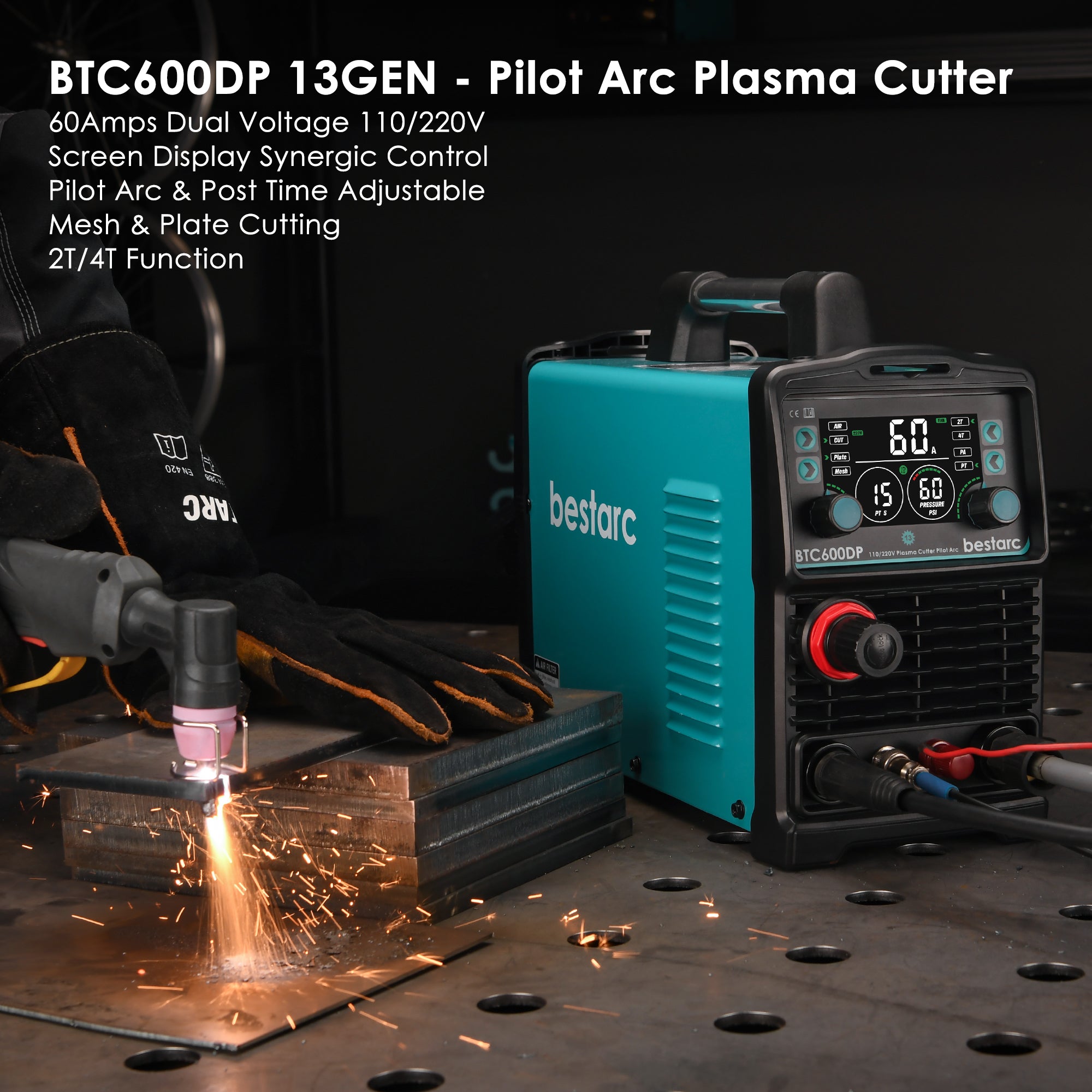 bestarc 60A BTC600DP 13GEN Pilot Arc Plasma Cutter 110/220V Dual Volta ...