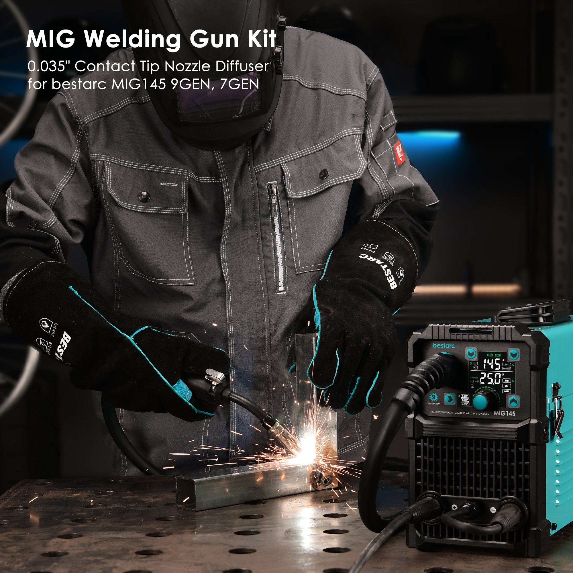 MIG Welding Gun Kit, Contact Tip Nozzle Diffuser MIG Welding Gun Acces ...