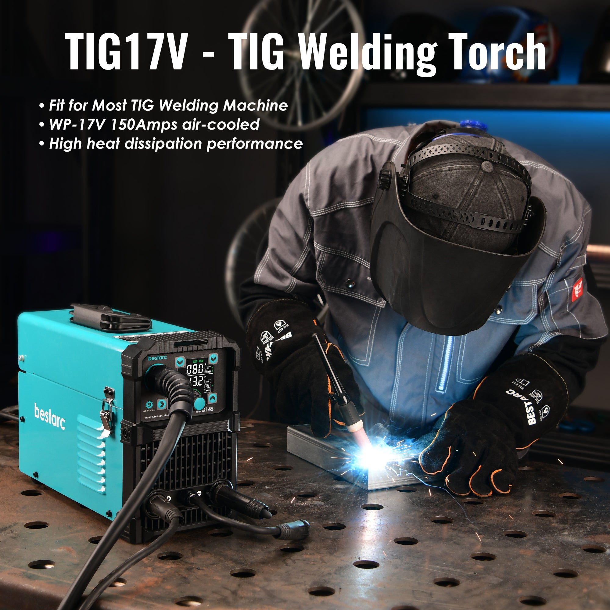 13FT 150Amp TIG17V Air-Cooled Lift Tig Torch for ARC200/MIG145/MIG165 ...