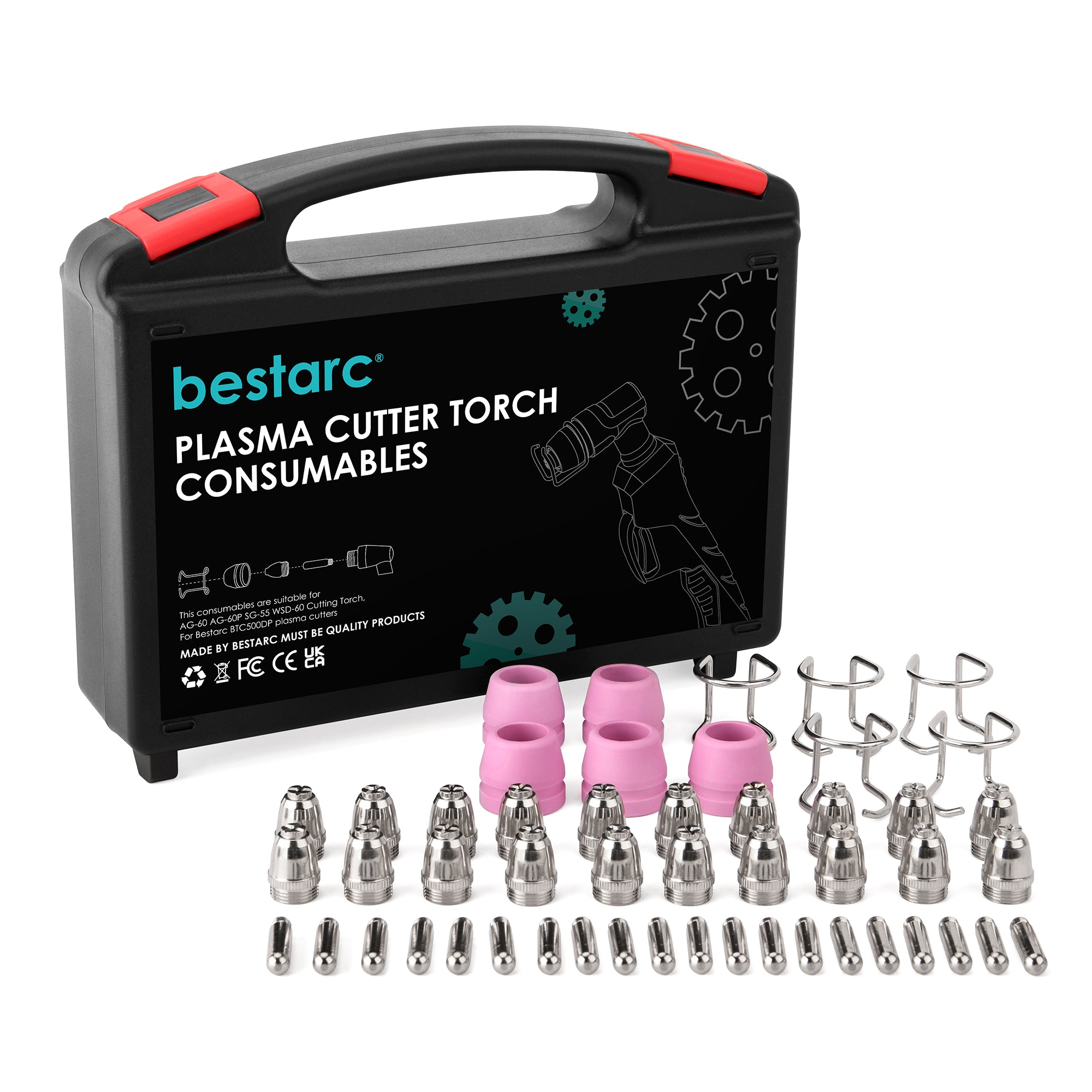 bestarc AG60P Cutting Torch Tip Nozzles Kit with Storage Box 50PCS ...